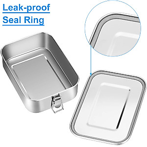 G.a HOMEFAVOR Stainless Steel Bento Lunch Box Container with Lock Clips Design, 1200ML Metal Lunch Box Containers - Dishwasher Safe - Stainless Lid - Leak Proof (No Compartments)