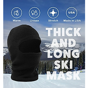 The Hat Depot Made in USA Unisex Ski Mask Winter Hat (Black)