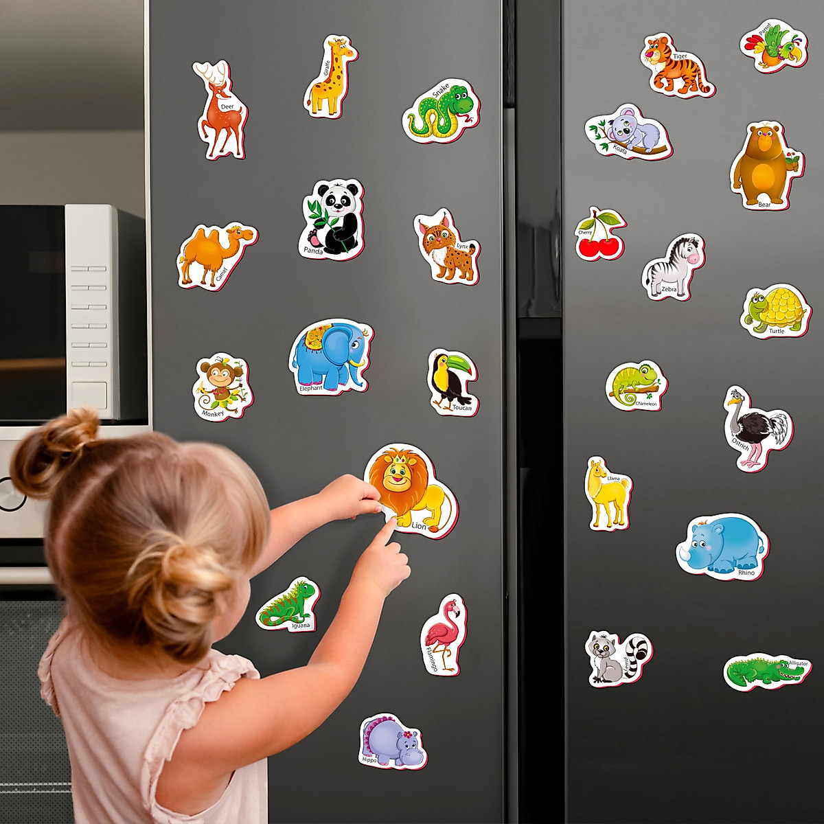 Little World Large Set of 28 Foam Fridge Magnets for Toddlers 1-3 - Refrigerator Magnets for Kids – Baby Magnets for Refrigerator 1 year old - Forest Magnetic Animals - Animal Magnets for Toddlers 1-3