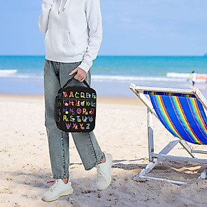 PrelerDIY Cute Animals alphabet Lunch Box - Insulated Lunch Bags for Women/Men/Girls/Boys Detachable Handle Lunchbox Meal Tote Bag