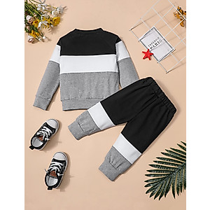 Aulyffo Toddler Boy Clothes,4T 5T Boys Sweatshirts Fall Outfits Casual Long Sleeve Letter Tops Jogger Pants 2Pcs Fashion Boys Clothing Sets