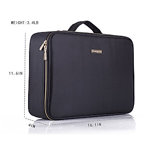 ROWNYEON Makeup Bag Cosmetic Makeup Train Case Artist Makeup Organizer Professional Portable Storage Bag for Women Girl Waterproof EVA Adjustable Dividers Large Black