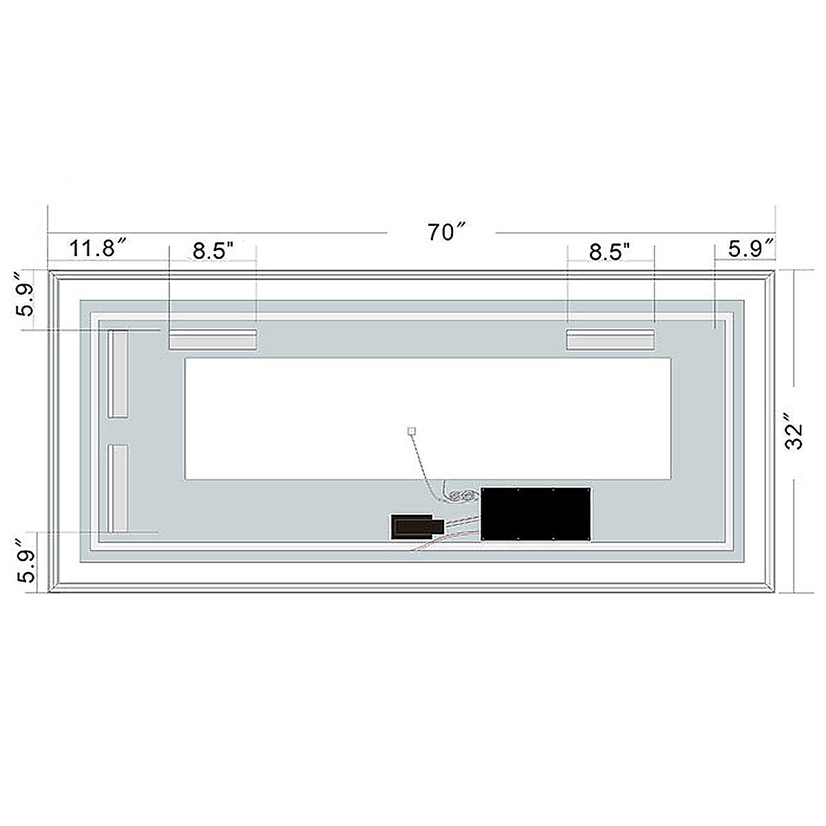 DECORAPORT Large Illuminated Lighted Makeup Mirror, Led Wall Mounted Backlit Bathroom Vanity Mirror with Touch Sensor,71 x 32 in (DK-D-CK010-A)