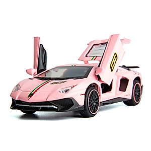 BDTCTK Compatible for 1:32 LP780 Model Car, Zinc Alloy Pull Back Toy Car with Sound and Light for Kids Boy Girl Black