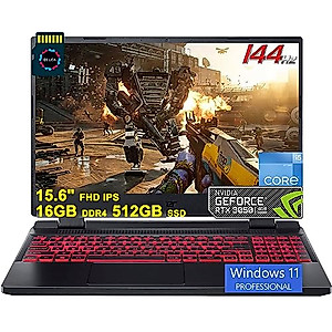 acer Nitro 5 Gaming Laptop | 15.6" FHD 144Hz | 12th Gen Intel 12-Core i5-12500H (>i7-11800H) | 16GB DDR4 512GB SSD | GeForce RTX 3050 4GB | Backlit Thunderbolt USB-C Win11Pro + 32GB MicroSD Card
