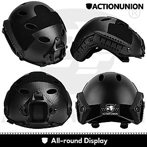 ACTIONUNION Airsoft Fast Helmet Basic Set PJ Type Tactical Paintball Helmet (Large, Black)