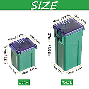 SIGANDG 10pcs Low Jcase Block Fuse car Fuse for Trucks Cars and SUVS (20A/30A/40A/50A/60A, 2pcs Each)