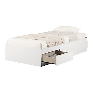 South Shore 10574 Pure White Twin Mates Bed with 3 Drawers