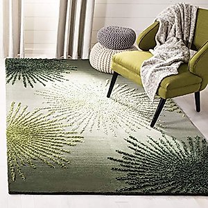 SAFAVIEH Soho Collection Area Rug - 5' x 8', Green & Multi, Handmade Starburst Wool & Viscose, Ideal for High Traffic Areas in Living Room, Bedroom (SOH712G)