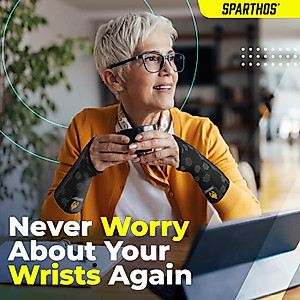 Sparthos Wrist Support Sleeves (Pair) – Medical Compression for Carpal Tunnel and Wrist Pain Relief – Wrist Brace for Men and Women (Medium, Midnight Black)