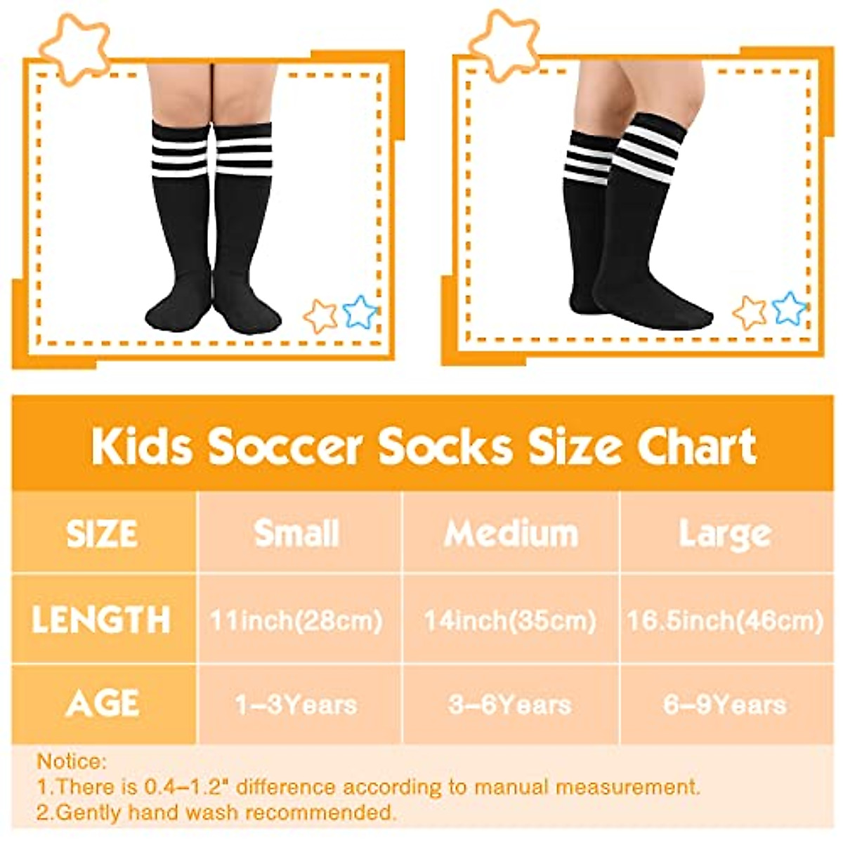 American Trends Kids Toddler Soccer Socks Knee High Tube long Socks Three Stripes Cotton Uniform Sports Socks for Child Boys Girls 1 Pack Navy Blue White 3-6 Years
