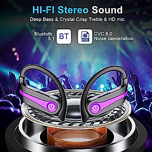 Donerton Wireless Earbud, Chipset 5.1 Sport Headphones with Charging Case, 10Hours Single Playtime Earhooks Headset, Wireless Earphone 6D Stereo HiFi Sound Noise Cancelling for Working/Travel/Gym