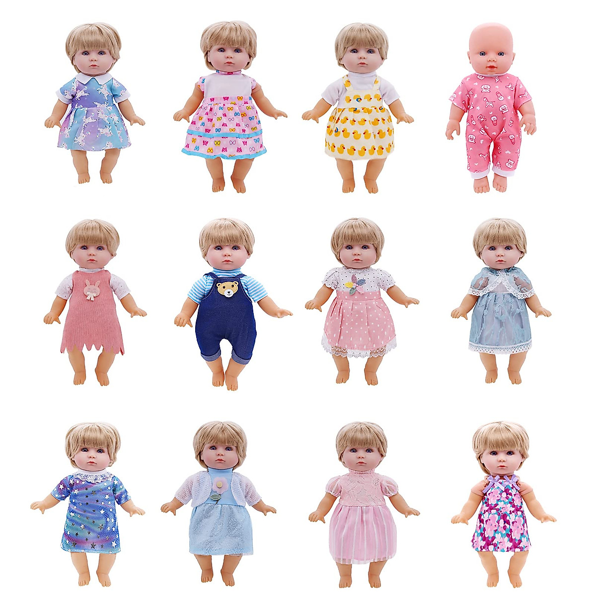Girl Doll Clothes and Accessories 12 Sets Doll Clothes for 12 Inch Dolls Alive-Baby Doll Clothes Dress Pajamas Swimsuits Lovely Baby Doll Outfits Accessories for Christmas Birthday for Little Girl