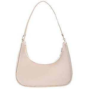 BMTLFG Shoulder Bags for Women, Women's Shoulder Handbags, Underarm Bag Crescent, Clutch Purse with Zipper, Retro Business Leisure Beige