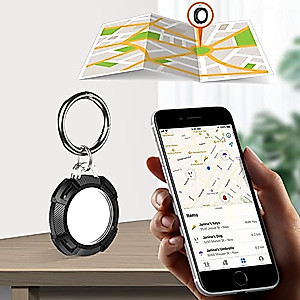 Air Tag Holder Case Compatible Apple Airtag Keychain, Full Protective Anti-Scratch Air Tag Tracker Cover with Key Ring for Bag Luggage Dog Collar (Black)