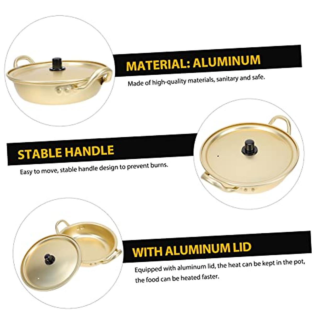 Pan with Lid 1pc Korean Ramen Pot Metal Cooking Utensils Korean Pots for Cooking Korean Yellow Aluminum Pot Stock Pot with Lid Butter Melting Pot Aluminum Noodle Pot Soup Pot