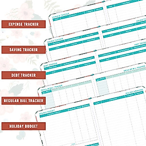 Budget Planner - 12 Month Financial Organizer, Expense Tracker, Undated Finance Planner & Bill Organizer, 5.5" x 8.2" Monthly Budget Book, Account Book, Start Anytime, Pen Loop, Stickers