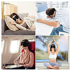 FREGENBO Sleep Headphones Eye Mask, 20-27 Adjustable Music 3D Sleep Mask Upgraded, Wireless Sleeping Headphones for Side Sleepers, HandsFree for Meditation Insomnia Travel(Black)
