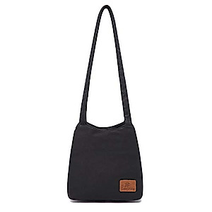 Small Mini Shoulder Bag Hippie Top Zip Cotton Sling Bag Jacquard cloth Handmade Bags… (Black)