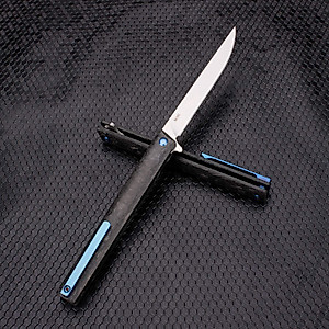 Samior GP035 Small Slim Folding Pocket Flipper Knife, 3.5 inch M390 Drop Point Blade, Marble Carbon Fiber Handle Liner Lock Pocket Clip, Gentleman's EDC Knives