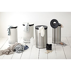 Brabantia Laundry Bin with Black Plastic Lid, 35 L - Matt Steel