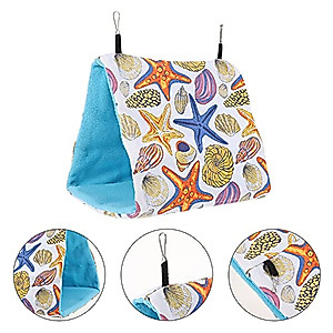 Winter Warm Hamster Bird Hammock Nest House Shed Hut Practical Pet Hanging Nest Warm Cage Plush Fluffy Birds Hut Hideaway Hamster Hanging Bed (Shell M)