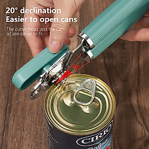 Manual Can Opener, Stainless Steel Can Opener, Food-Safe, Multifunction Tin Lids Jar Bottle Caps Openers with Non-Slip Handle & Large Knobe, Smooth Edge, Ultra Sharp Cutting for Seniors with Arthritis