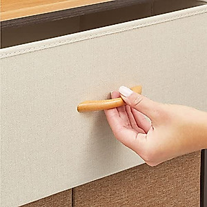 mDesign 30.9" High Steel Frame/Wood Top Storage Dresser Furniture Unit with 7 Removable Fabric Drawers - Large Bureau Organizer for Bedroom, Living Room, Closet - Multi-Color/Espresso Brown