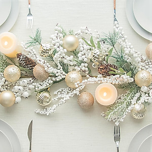 KI Store Champagne Christmas Balls 34pcs 2.36-Inch Christmas Tree Decoration Ornaments for Xmas Tree Holiday Wreath Garland Decor Ornaments Hooks Included