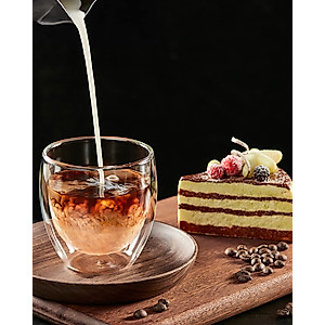 Nachell Glass Espresso Cups Set of 4-8 oz Double Wall Glass Coffee Mugs Clear Coffee Tumblers,Insulated Borosilicate Glass Drinking Cups for Latte Cappuccino Tea Drink