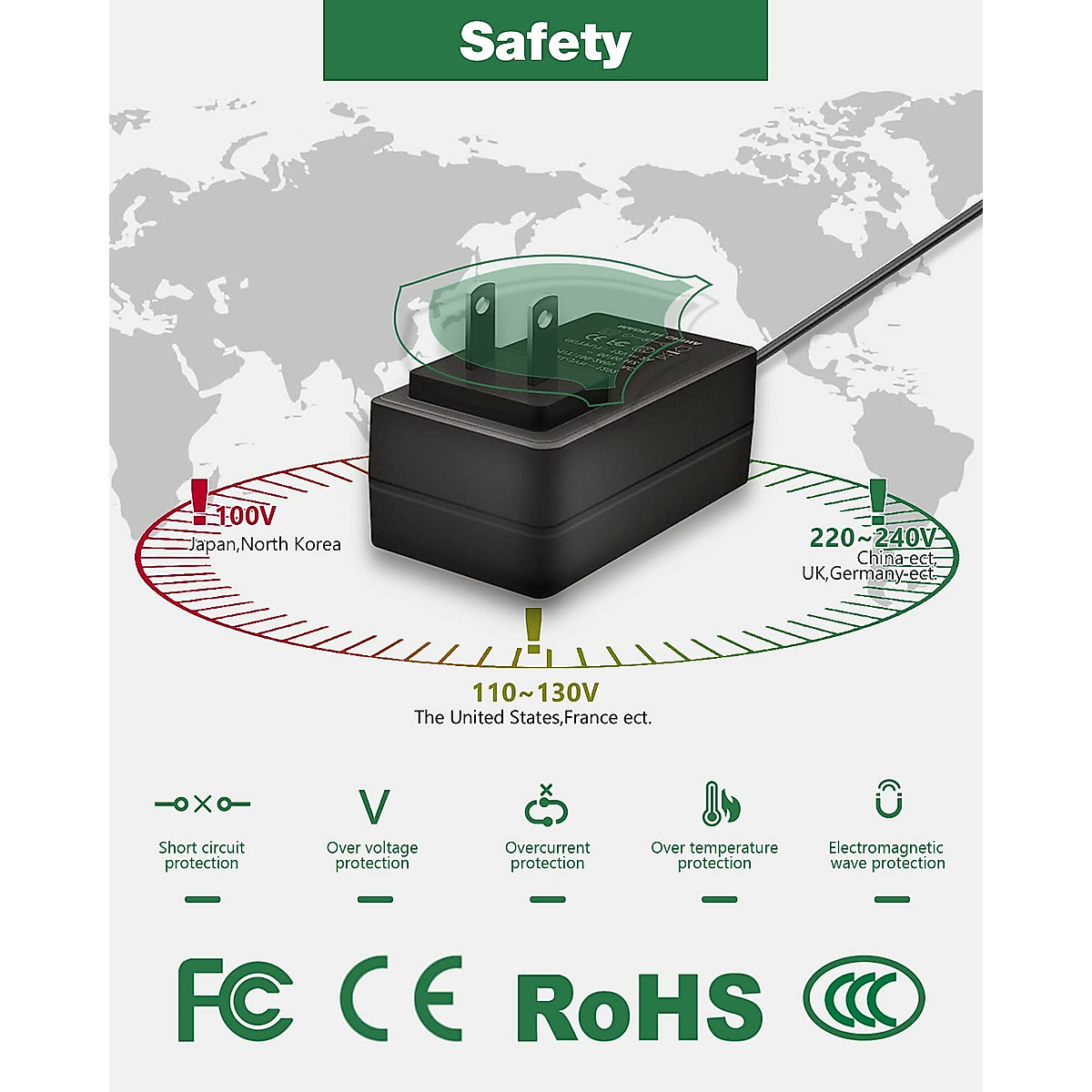 JOVNO 12V 2A 24W Multi Tips(10pcs) Switching Power Adapter, 100-240V AC to DC 12V Power Supply RGB LEDs Driver with 5.5x2.1mm 4.0x1.7mm 3.5x1.35mm for LED Strip Light Camera Router LCD Monitor DC Pump