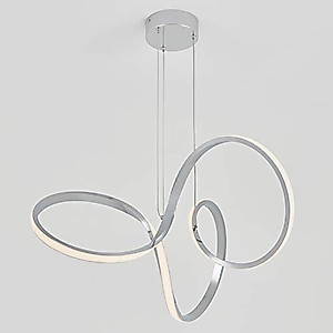 Artika Swirl Pendant Light Fixture 30W LED Ceiling Light, Chrome Finish - Ideal for Dining Room, Kitchen, Stairway - 2100 Lumens, 3000 Kelvin, No Bulb Required