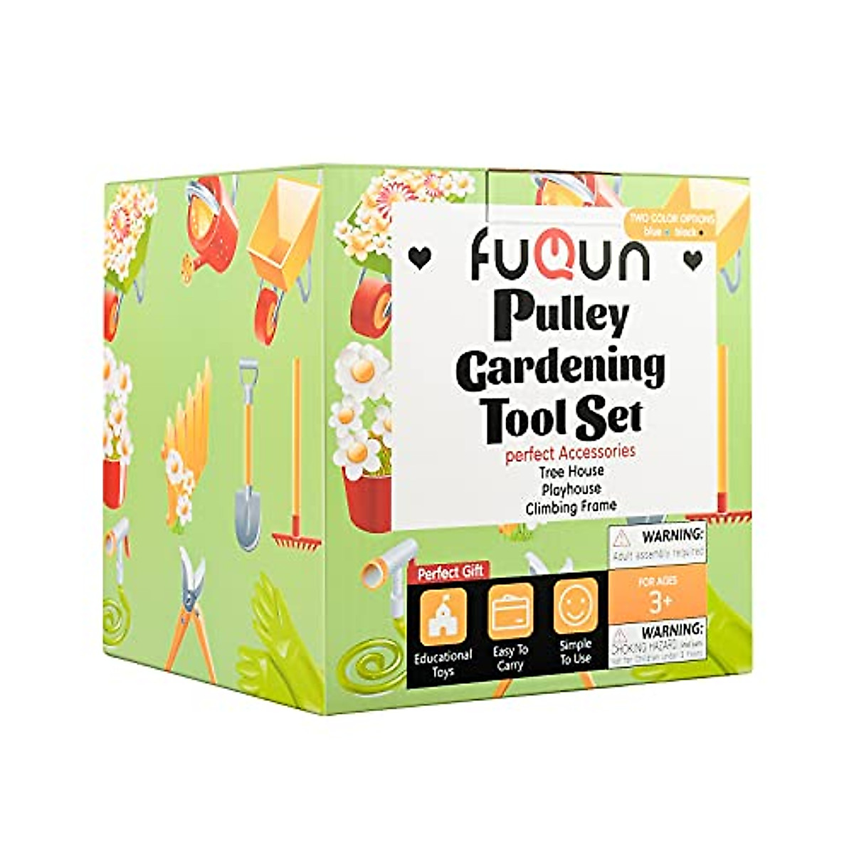 FUQUN Treehouse Accessories for Kids,Pulley with Bucket Cable, Kids Playhouse Accessories, Pulleys for Kids, Pirate Ship Accessories Outdoor, Playhouse Game Accessories, Bucket for Treehouse (Blue)