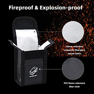 HeiyRC Battery Safe Bag & Battery Dust-proof Plugs for DJI Air 2S/Mavic Air 2 Batteries Protection Storage Case Fireproof Explosion-proof Pouch (3+1 Set)