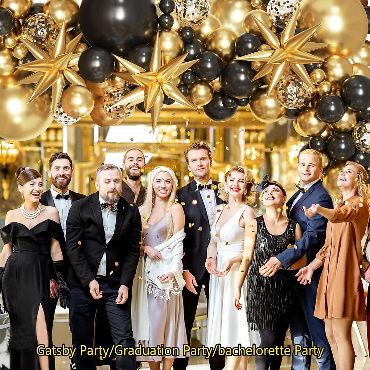 KARLURE Black and Gold Balloons Garland Arch Kit,137pcs Gold Black Balloons for Birthday Party Decorations Retirement Homecoming Graduation Christmas New Year Anniversary Decorations