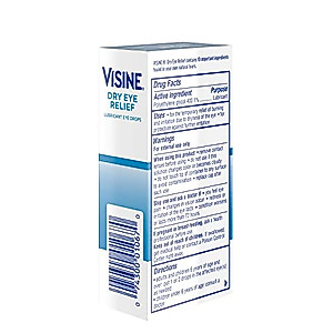 Visine Dry Eye Relief Lubricant Eye Drops with Polyethylene Glycol 400 to Moisturize and Soothe Irritated, Gritty and Dry Eyes, Designed to Work Like Real Tears, 0.5 fl. oz