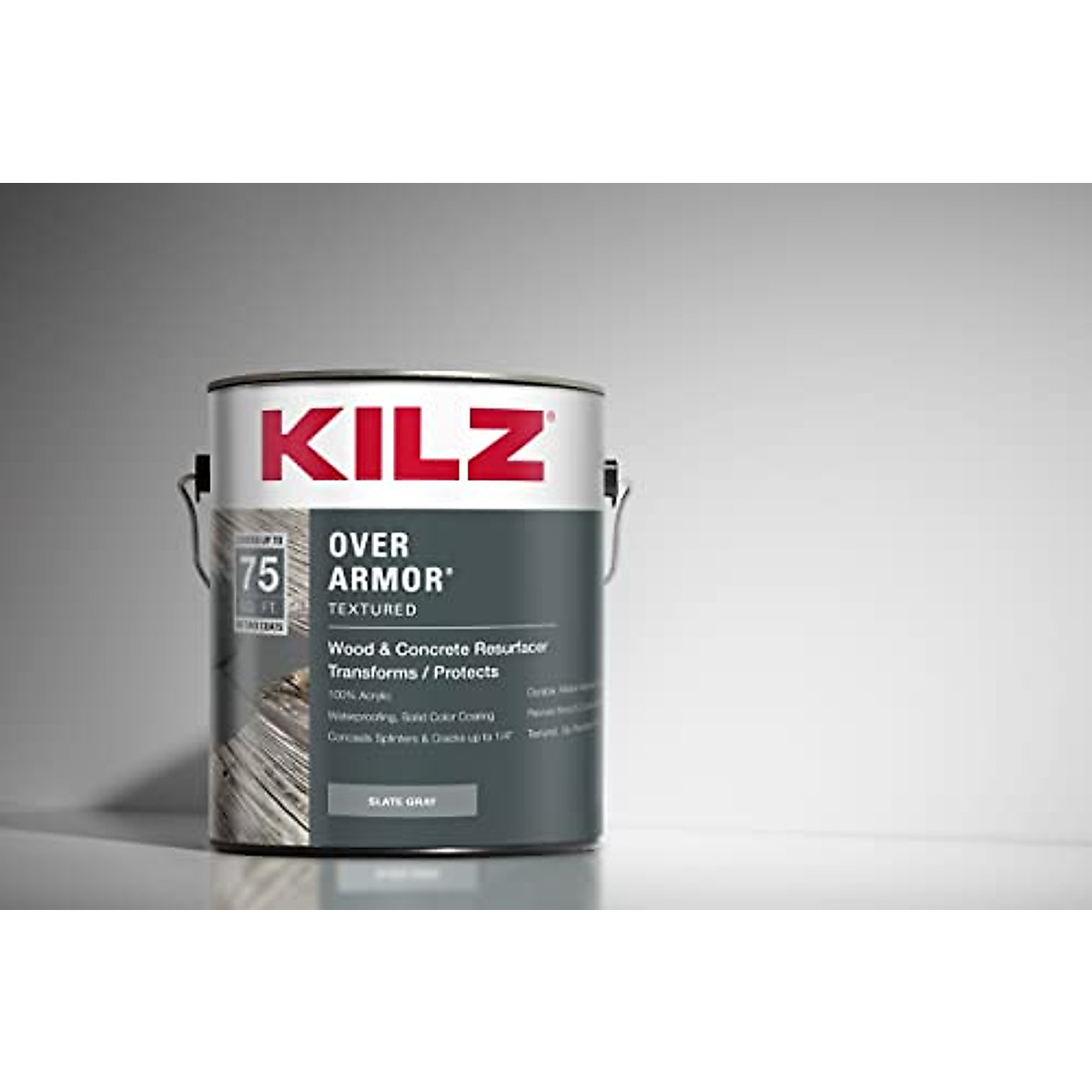 KILZ Over Armor Wood & Concrete Resurfacer, Exterior, Textured, Slate Gray, 1 Gallon