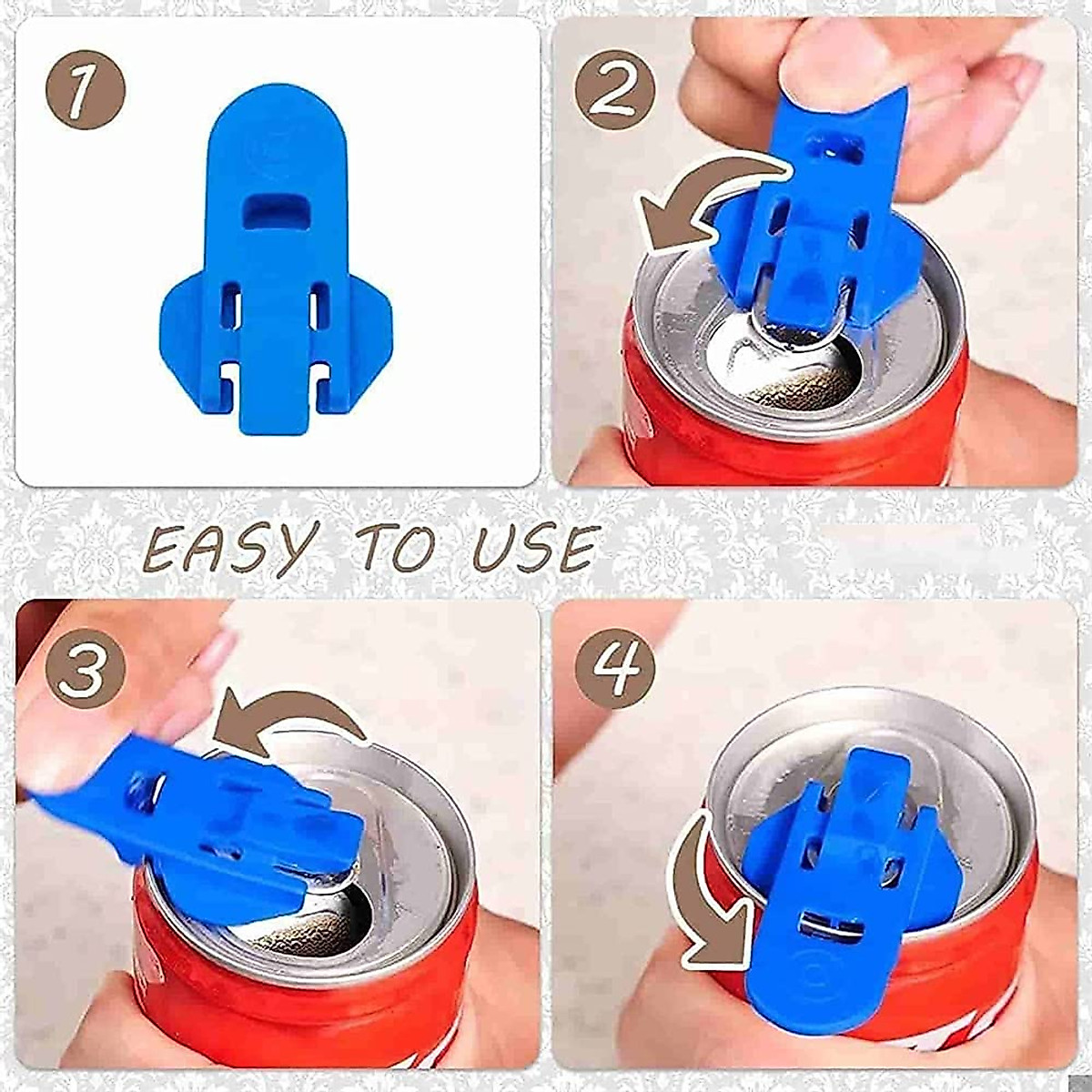 lfjfaecx Manual Easy Can Opener, 2/6/12 Pcs Soda Beer Can Opener Beverage Can Protector, Premium Plastic Shields Tab Openers for Pop, Cover Beer or Soda Cans at Picnic, BBQ (12pcs)