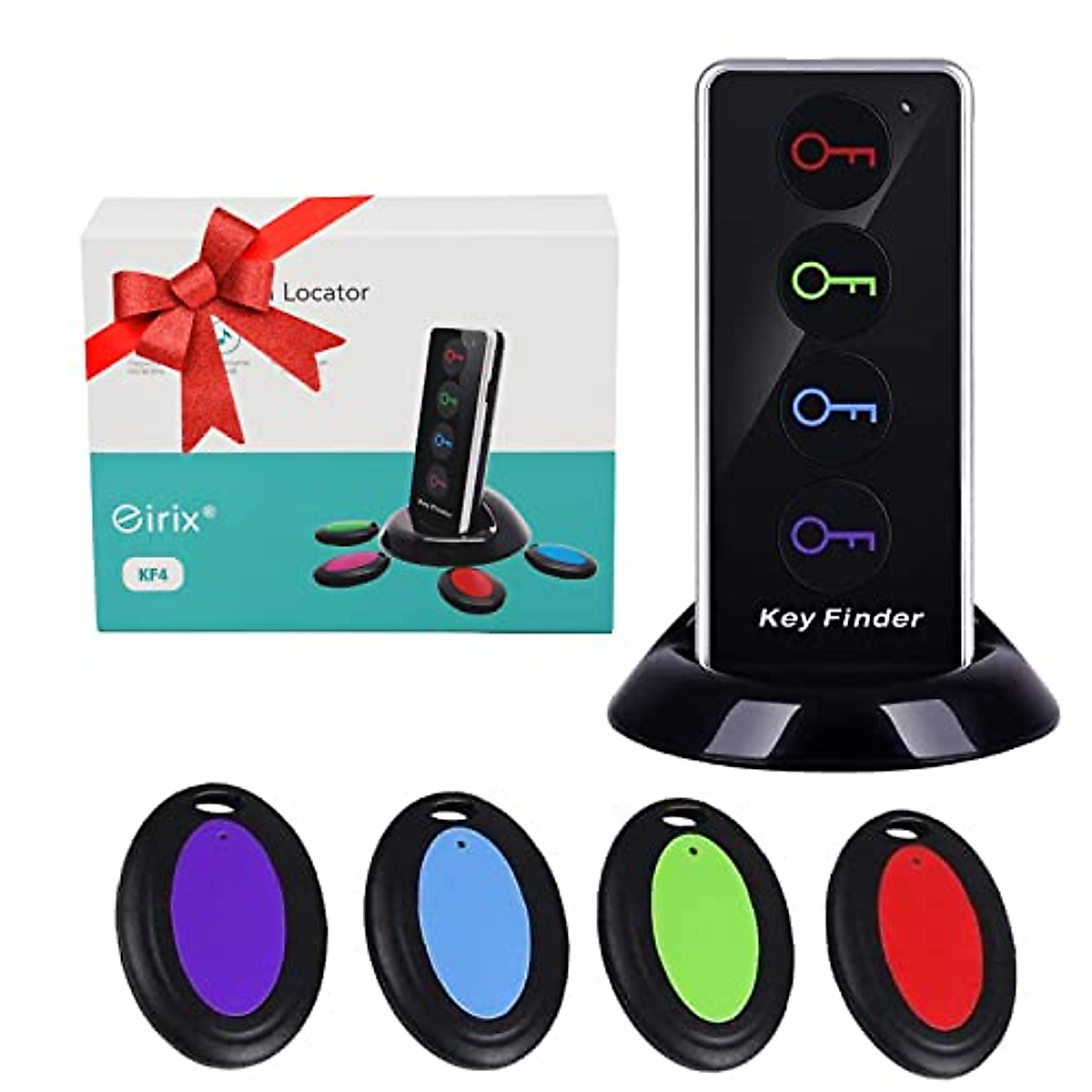 Key Finder Locator, eirix RF Item Tracker with Super-Long Working Range, Wireless Key Tracker with LED Flashlight for Finder Lost Car Keys Pets Dogs Cats