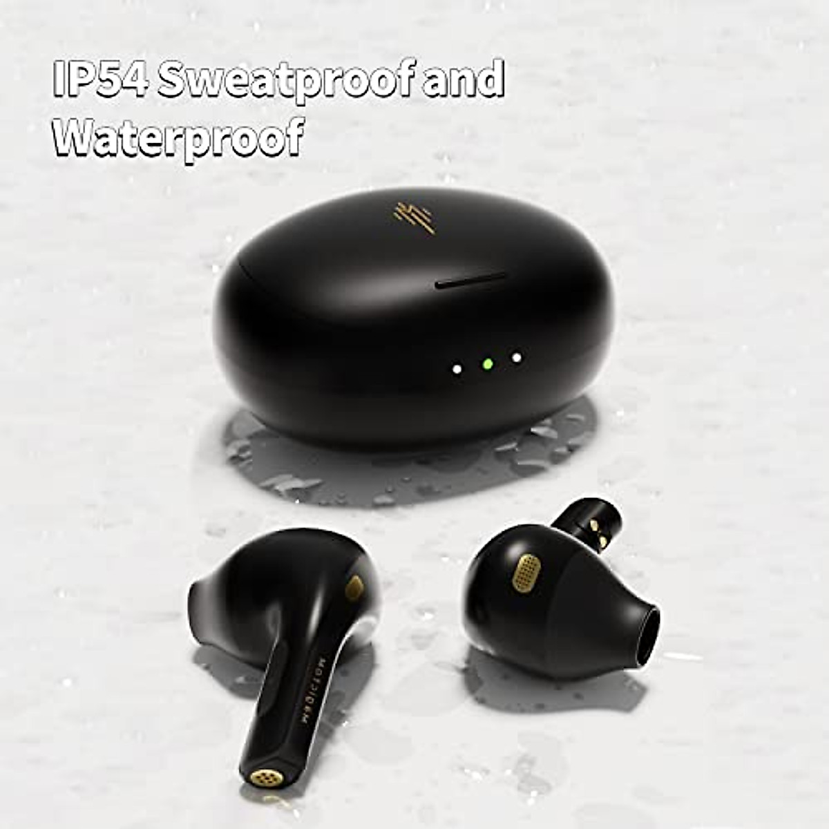 Magictom Half-in Ear Stereo V5.2 TWS Earphone Stable Signal ENC HD Calling True Wireless Earphone Low Power Consumption IP54 Waterproof TWS Earbud Exclusive Patented with 20hrs Playtime (Black)