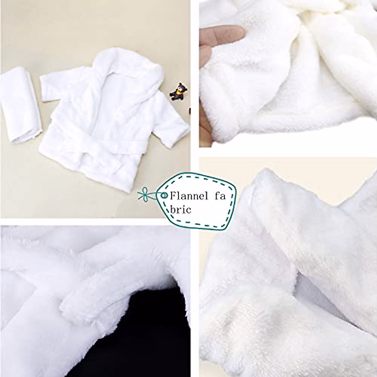 5PCS Newborn Photography Outfits, DISTART Baby Hooded Plush Towel Cotton Bathrobes Bath Outfit with Slippers Photo Props for Toddle Infant Girls and Boys Shower Shoot Gift (White), 0-6 Months