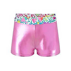 Hansber Kids Girls Sleeveless Leotard Gymnastics with Shorts Athletic Biketard Unitard 2 Piece Dance Outfits Pink 8