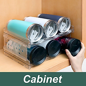 TIPGO Water Bottle Organizer for Cabinet - 2 Pack Cup Organizer for Kitchen Cabinets, Water Bottle Storage Rack, Tumbler Organizer for Kitchen Cabinets, Starbucks Cup Organizer