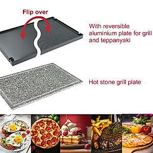 TAMARIT Raclette Table Grill 3-in-1 Electric Grill Portable, Korean BBQ Grill Indoor with 8 Paddles, Dishwasher Safe Reversible Non-stick Aluminum Plate & Grill Stone for Parties and Family Gatherings