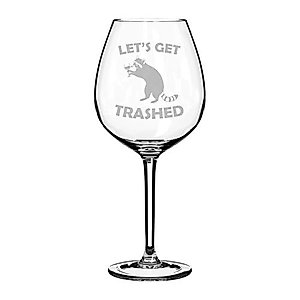 Wine Glass Goblet Let's Get Trashed Raccoon Funny (20 oz Jumbo)