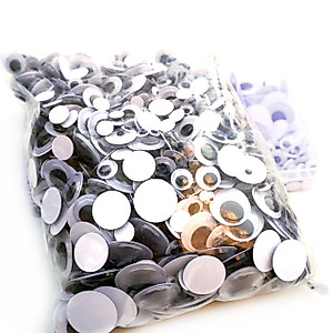 Ayedvan 2300 Pieces 5mm -24mm Black Wiggle Googly Eyes with Self-Adhesive，It Can Be Used for Decoration and Pranks