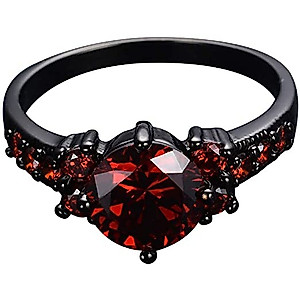 2.40 Ct Round Cut Red Ruby 14K Black Gold Finish Engagement Women's Ring (5.5)