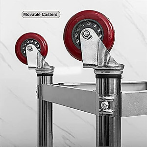 Business Hotel Kitchen Work Catering Table, Commercial Work Table Stainless Steel Prep Table Heavy Duty Table with Undershelf Plus 4 Casters (Wheels) for Kitchen Restaurant Rack (Size : 80x60x80cm)