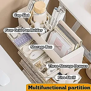 6 Tier Rolling Utility Cart,Multi-Functional Movable Storage Book Shelves With Lockable,Mobile Bookshelf Unique Bookcase Rolling Storage Cart,For Study Office Kitchen Classroom,Without drawer,C