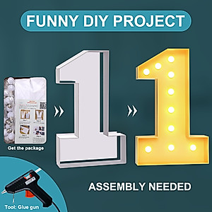 YOSWPP 3FT Large Marquee Light Up Letters Numbers Giant Mosaic Balloon Frame,Wedding Backdrop Decoration Anniversary Decoration Foam Board (1, 3FT)